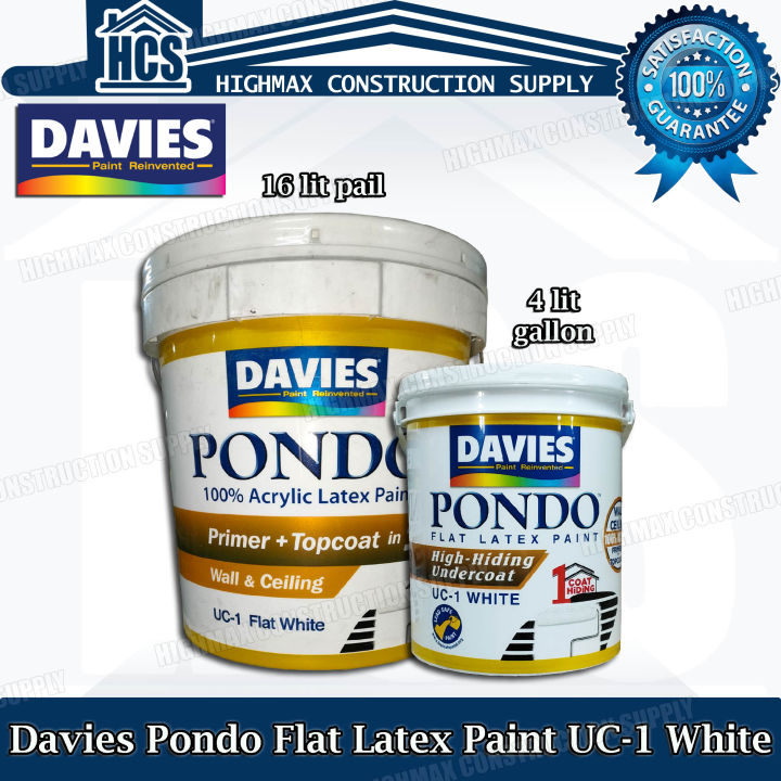 Davies Pondo Flat Latex Paint UC-1 White 100% Acrylic latex Paint with ...