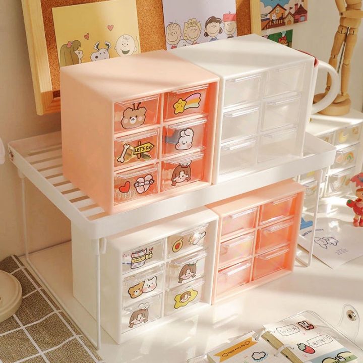 Stackable 6 / 9 Slot Mini Drawer Storage Box Cosmetic Jewelry ...