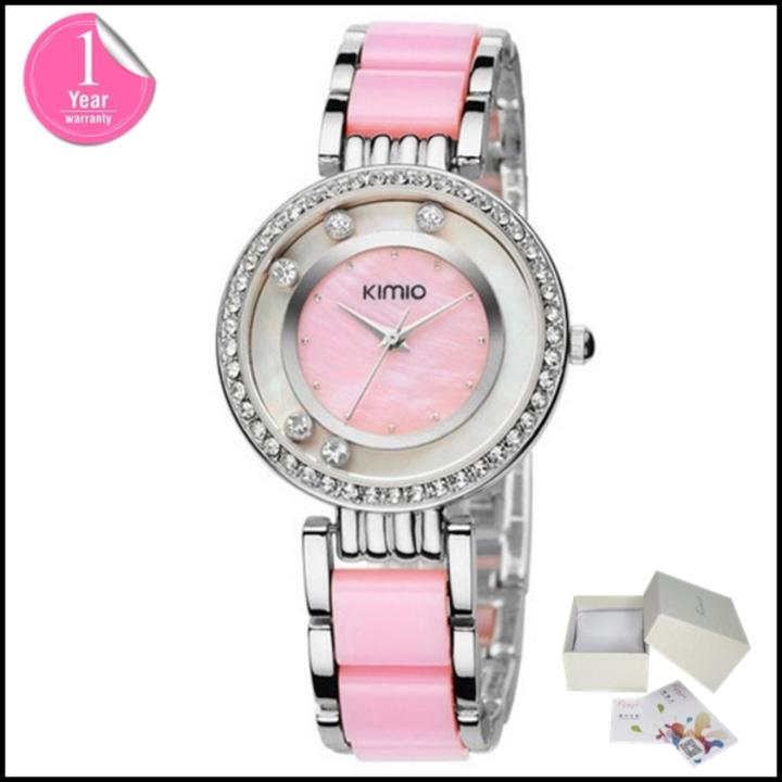 Kimio นาฬิกาข้อมือผู้หญิง ประดับคริสตัล สาย Alloy รุ่น K485 - สีชมพู/เงิน | Lazada.co.th