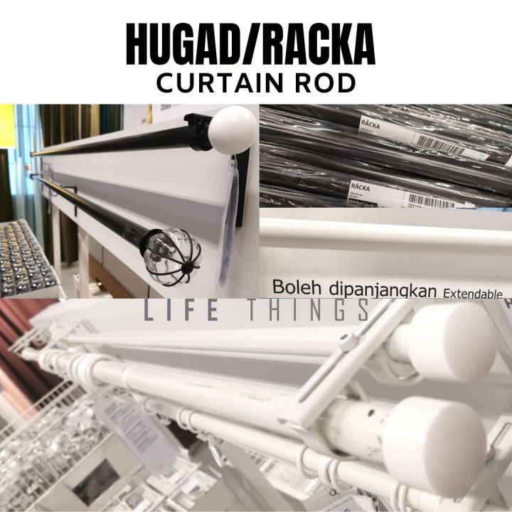 [Rod only] IKEA RÄCKA RACKA/HUGAD Curtain rod, Rod langsir, white/black ...