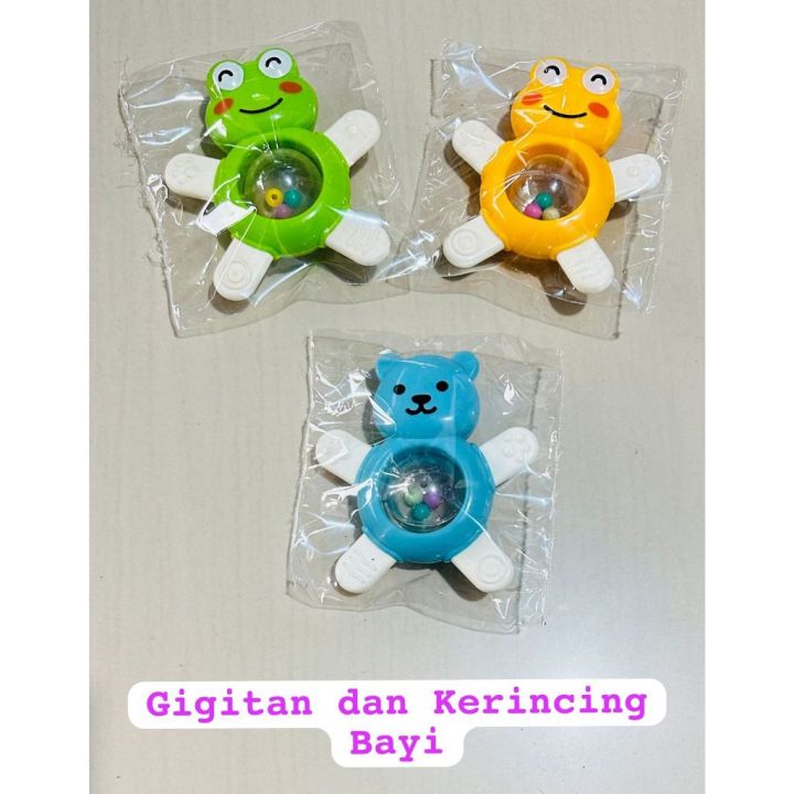 2 in 1 Teether Bayi Kerincingan Gigitan Bayi Rattle Bayi Kerincing Bayi ...