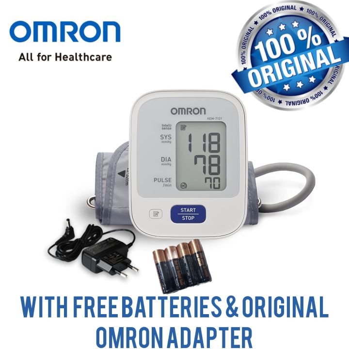 Omron HEM 7121 AUTOMATIC BLOOD PRESSURE WITH ORIGINAL OMRON ADAPTER AND FREE BATTERY 100 ...