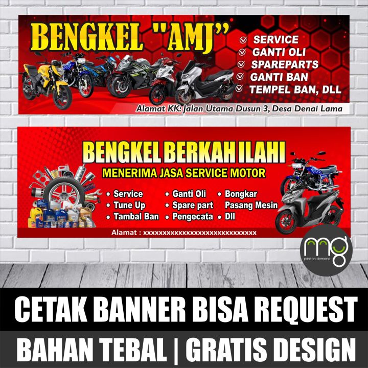 Spanduk Bengkel Service Motor/ Mobil: banner servis otomotif Tebal ...