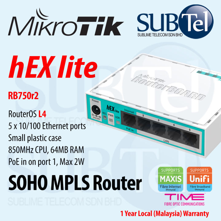 Mikrotik RB750r2 hEX lite SOHO MPLS Router 5 port VPN Firewall NAT ...