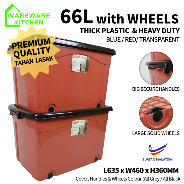 66 Litre Storage Box with Wheels/ Kotak Simpanan dengan Roda / Bekas ...