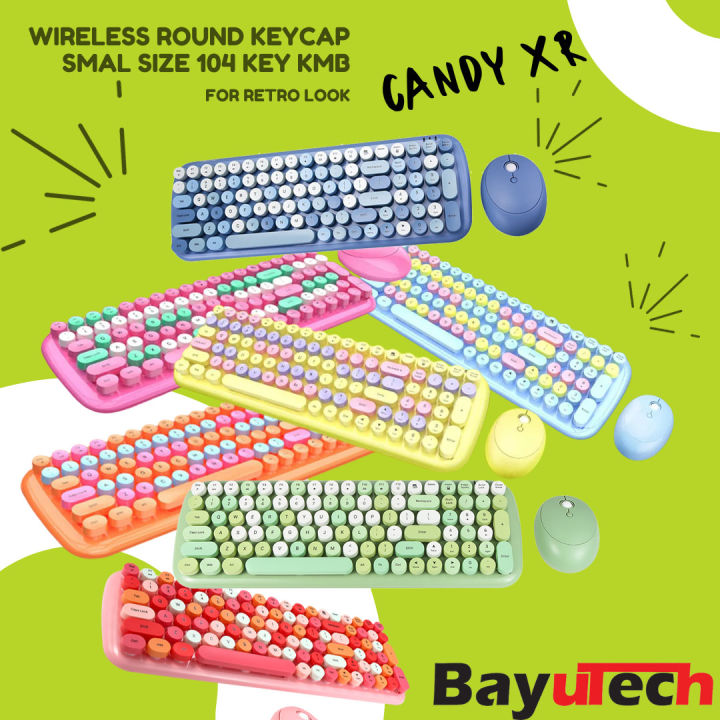 BAYU CANDY XR 2.4Ghz Wireless Keyboard & Mouse Combo Set , Round Key ...