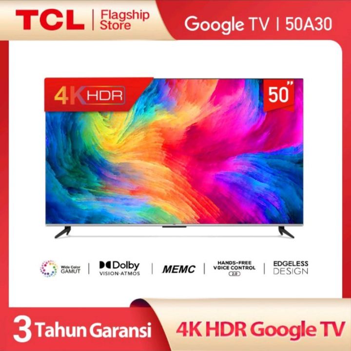 TCL LED TV 50" 4K UHD Google TV Digital Smart TV 50A30 | Lazada Indonesia