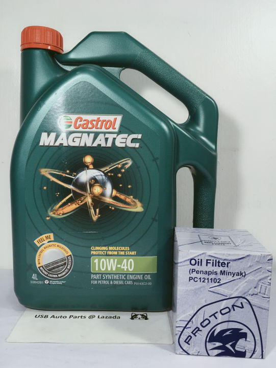 CASTROL 10W-40 SEMI SYNTHETIC ENGINE OIL 4LITER (8,000 KM-10,000KM) AND ...