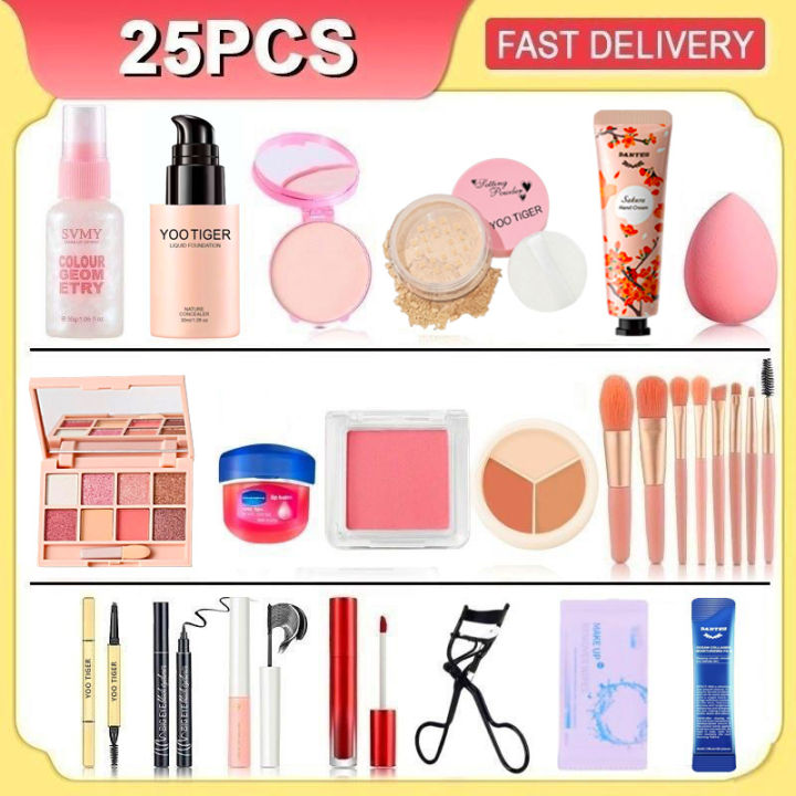 25Pcs Makeup Set Cosmetic Kit Liquid Foundation+Set Up Spray+Concealer ...