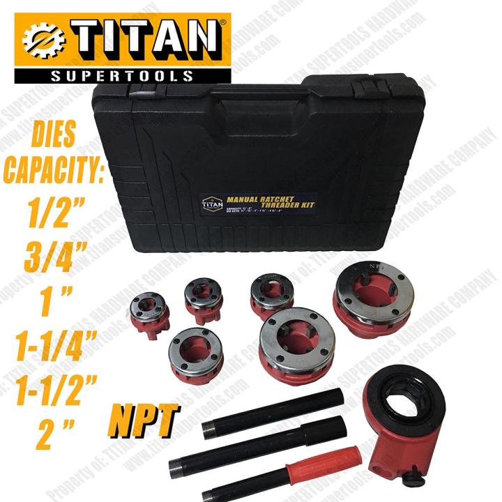Titan Supertools 1/2" to 2" Manual Ratchet Pipe Threader Die Stocks ...