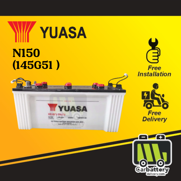 [Installation Provided] Yuasa N150 145G51 Heavy Duty Conventional Car Battery Bateri Kereta | Lazada