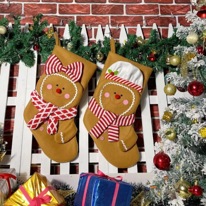 JIJES Kawaii Christmas Gingerbread Man Stocking Cartoon Mini Large ...
