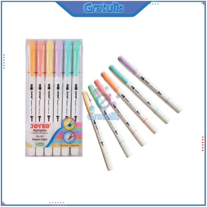 PENANDA WARNA PASTEL JOYKO [6 WARNA / HL-54] / HIGHLIGHTER JOYKO / SPIDOL PENANDA BUKU / BACAAN ...