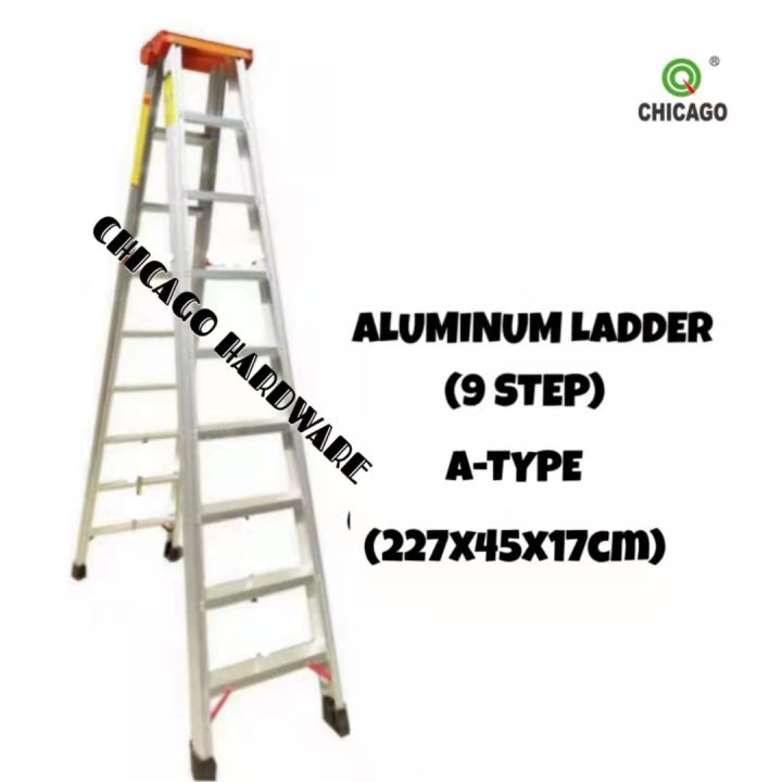ALUMINUM LADDER (9 STEP) A TYPE (203X43X17CM) | Lazada PH