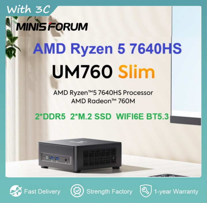 MINISFORUM UM760 Slim AMD Ryzen 5 7640HS Mini PC Windows 11 DDR5 32GB ...