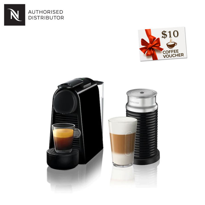 Nespresso Essenza Mini Coffee Machine with Aeroccino Milk Frother Bundle + FREE 7pcs capsules ...