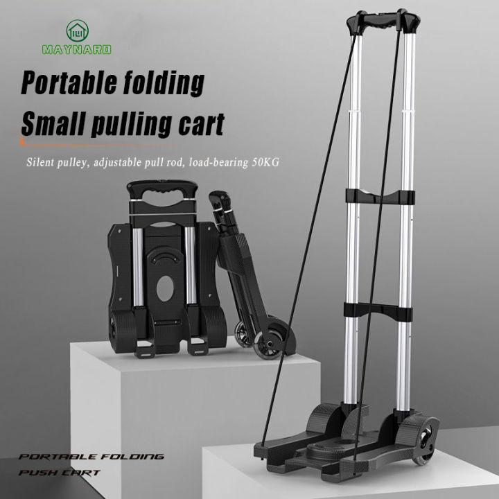 Folding Hand Truck Aluminum Telescopic Rod Foldable Roller Shopping ...
