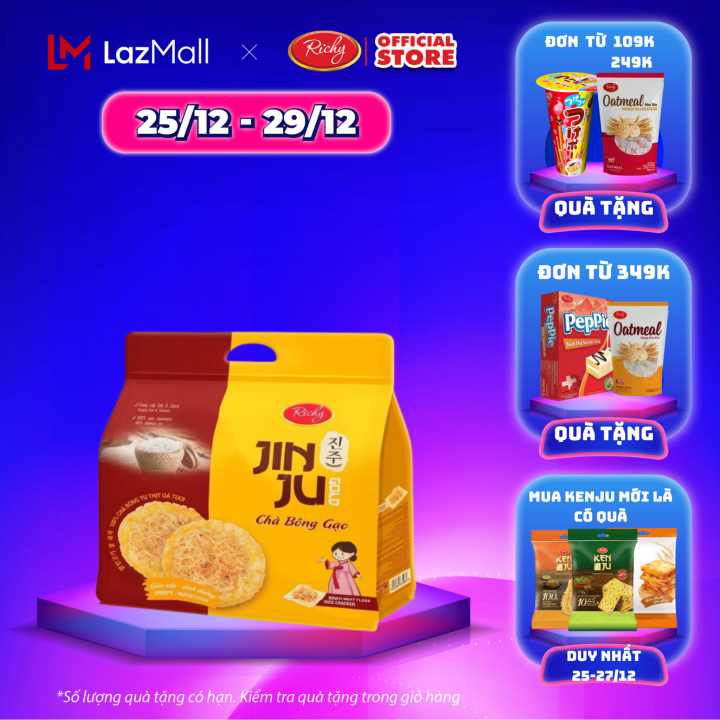 [SALE CUỐI NĂM 25-29/12] [MUA 3 GÓI JINJU TẶNG 1 GÓI TỰ CHỌN] Bánh gạo Jinju chà bông 168g ...