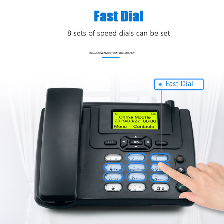 GSM 2G SIM Card Desktop Wireless Phone Home Landline Telephone With FM ...