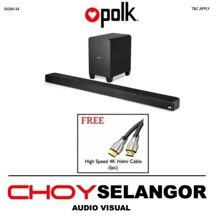 Polk Audio Signa S4 Ultra-Slim TV Sound Bar with Dolby Atmos & Wireless ...