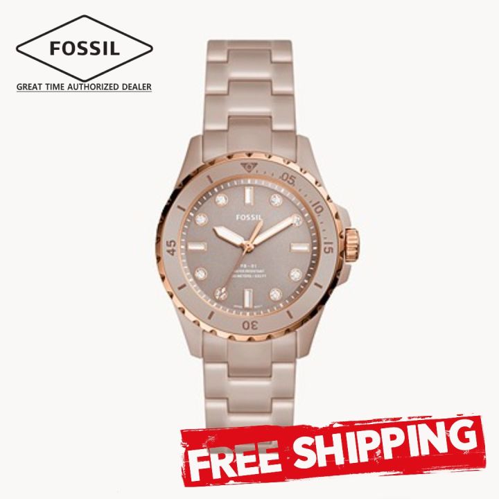Fossil Watch CE1111 FB-01 Three-Hand Salted Caramel Ceramic Ladies ...