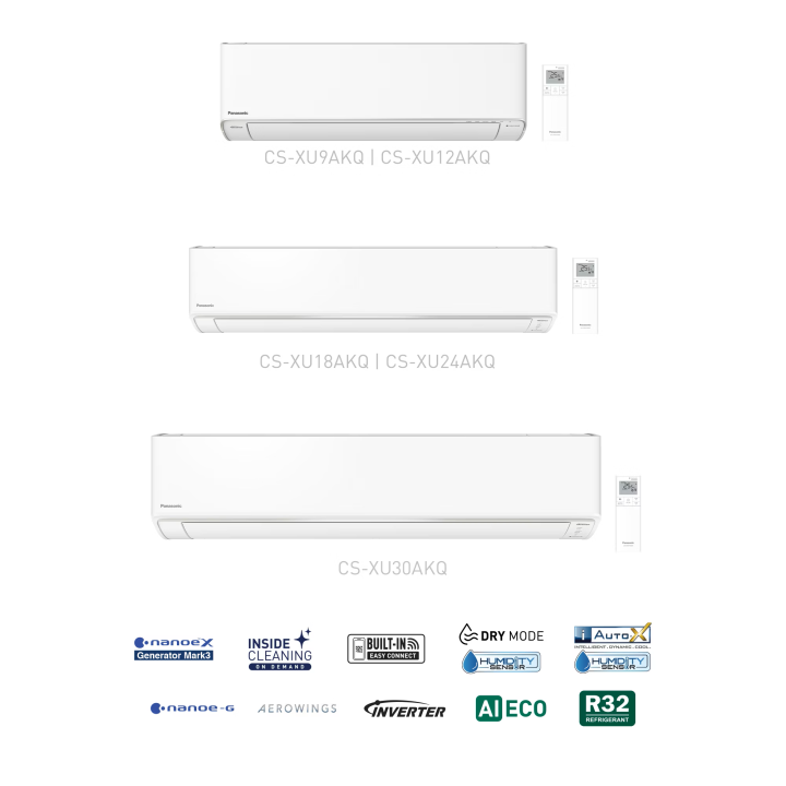 Panasonic CS-XU30AKQ 3.0HP Premium Inverter AERO SERIES Single - Split ...