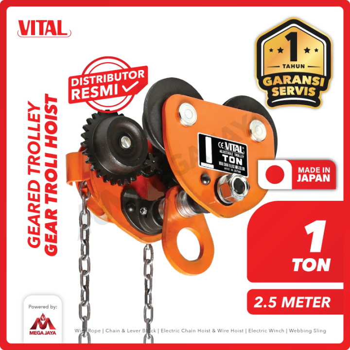 VITAL Geared Trolley / Gear Troli Hoist 1 Ton x 2.5 Meter | Lazada ...