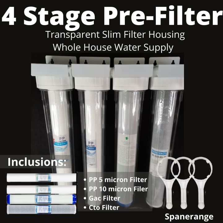 4 Stage Pre-Filter Whole House Water Supply 20" Clear Slim | Lazada PH