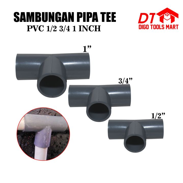 Tee Pipa PVC 1/2 Inci 3/4 Inci 1 Inci Sambungan T Pipa Paralon | Lazada Indonesia