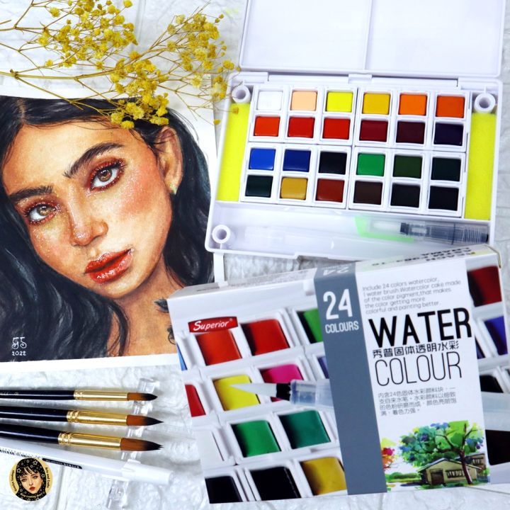 (ORIGINAL) Superior Watercolor 24 and 12 Colors Set | Lazada PH