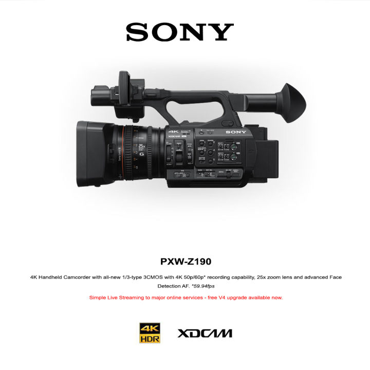 Sony PXW-Z190 4K 3-CMOS 1/3" Sensor XDCAM Camcorder (Sony Malaysia) ( 1 ...