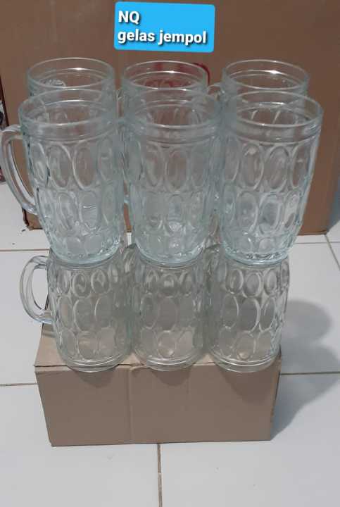 Gelas kaca beling jempol 6pcs Gelas kaca gagang/Gelas teh/Gelas jus ...