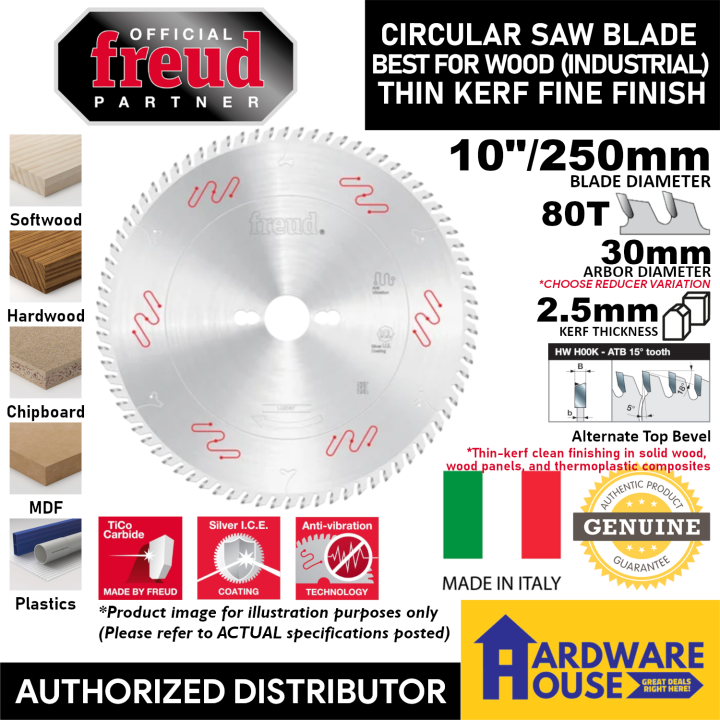 ORIGINAL FREUD 10" 80T Fine Finish Carbide Saw Blade 250MM TCT Thin ...