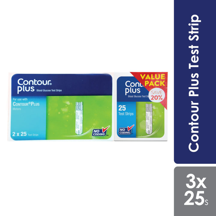 Contour Plus Test Strip 2X25s With free 25s (accurate results, even at ...