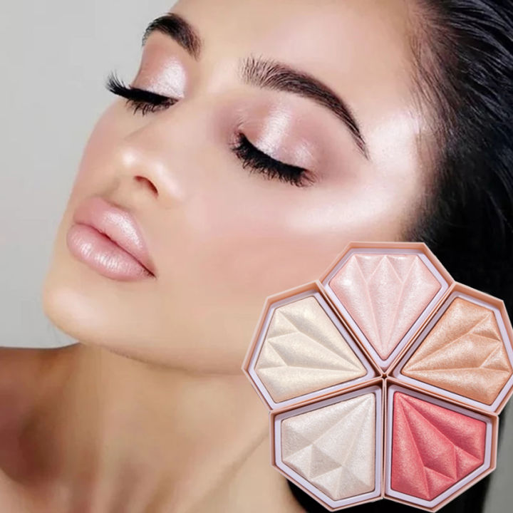 HANDAIYAN 5colors Highlighter Facial Palette Makeup Glow Face Contour ...