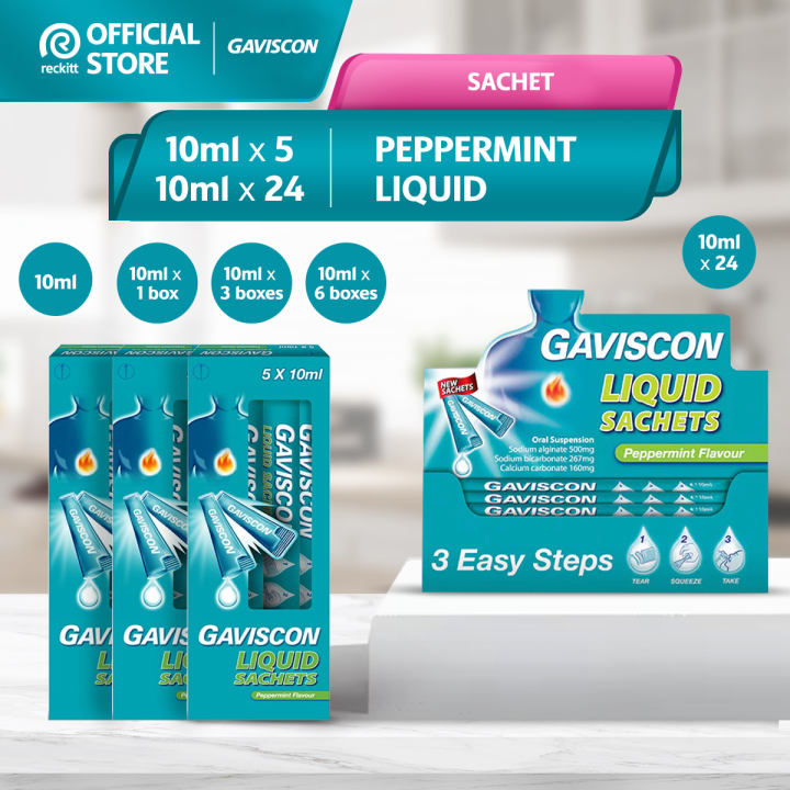 Gaviscon Peppermint Liquid Sachet 10ml/10ml x5/10ml x15/10ml x30 ...