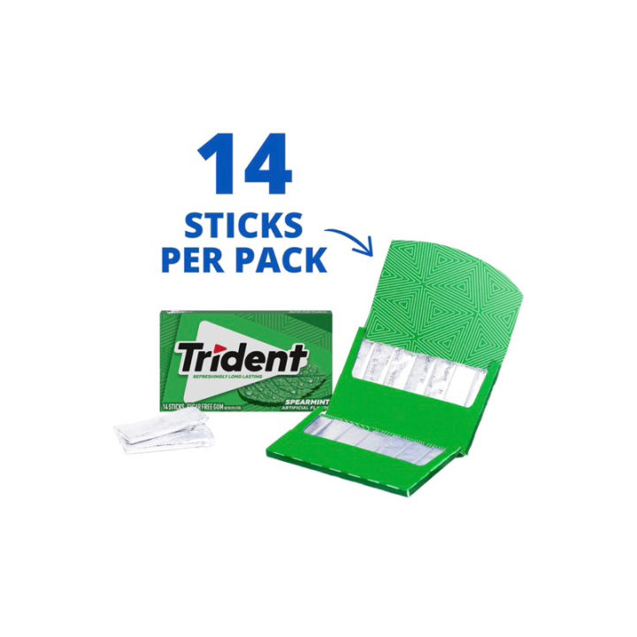 Trident Original / Spearmint Flavor Sugar Free Gum, 14 Pieces / pack ...