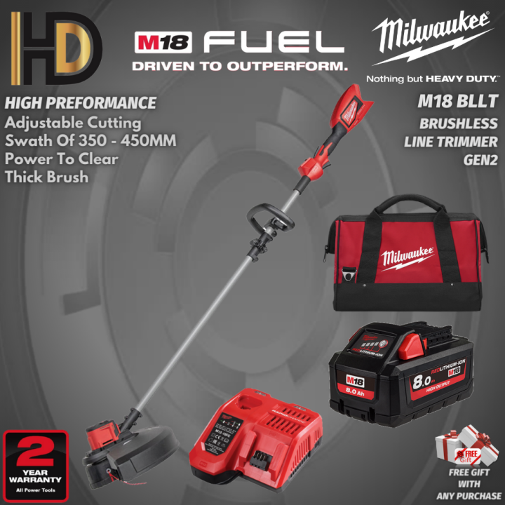 Milwaukee M18 BLLT Fuel Brushless Line Trimmer / GEN2 / Milwaukee Grass ...