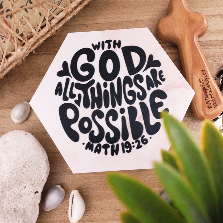 MATH 19:26 WITH GOD, ALL THINGS ARE POSSIBLE | HEXAGON SINTRA WALL ...