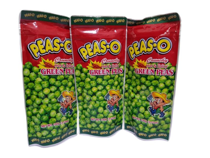 PEAS-O Hot & Spicy Crunchy Green Peas (pack of 3 pieces x 100 grams ...