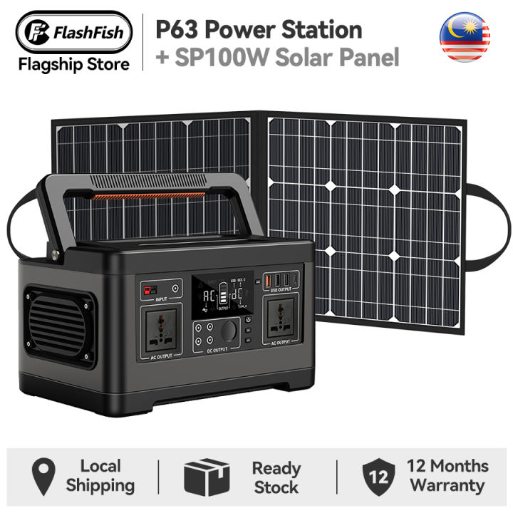 FlashFish P63 Portable Power Station With SP100W Solar Panel 520Wh ...