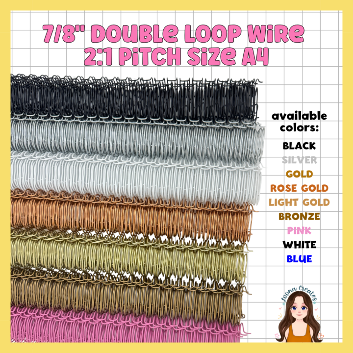 7/8" Double Loop Binding Wires For Cinch 2:1 Pitch, A4 Size 23 Loops ...