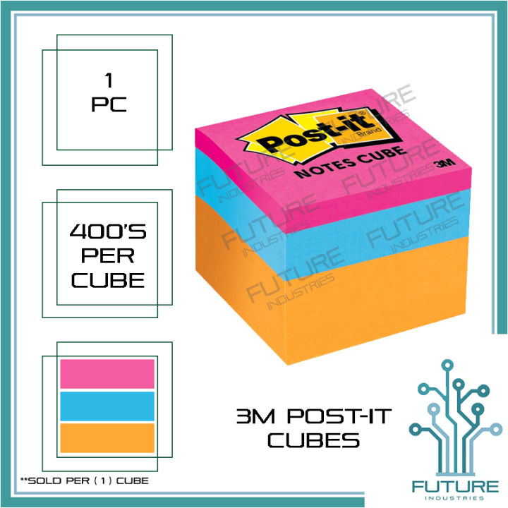3M Post it "Cubes" 3 Colors in One 2051N 47.6mm X 47.6mm Sticky Note ...