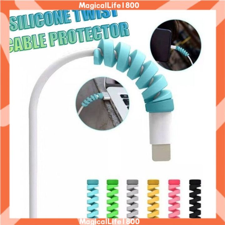 (1 PC) Universal Silicone Spiral USB Charge Cable Cord Protector Twist ...