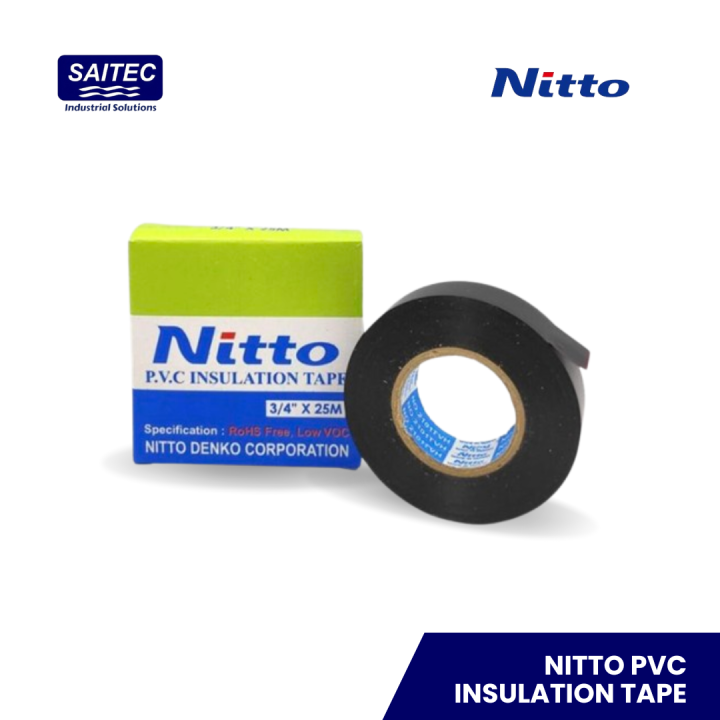 NITTO PVC Insulation Tape | Isolasi Kabel Listrik NITTO | Black 3/4 inchi 30 m | Selotip Tape ...