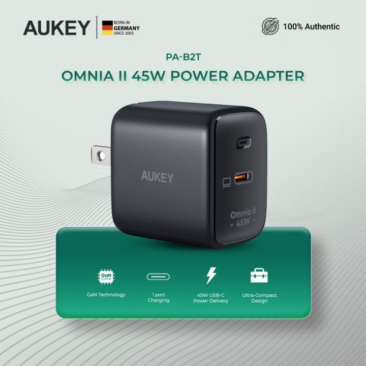 AUKEY PA-B2T Omnia II 45W PD Wall Charger with GaN Powe Tech | Lazada PH