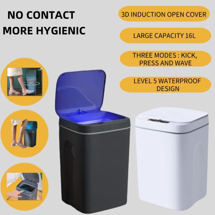 [Local Seller] Touchless 16L Smart Sensor Dustbin Automatic/ LED ...
