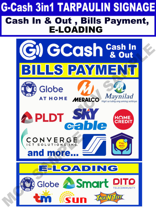 3in1 Signage, BILLS PAYMENT,GCASH OR PAYMAYA in and out, E-LOADING ...