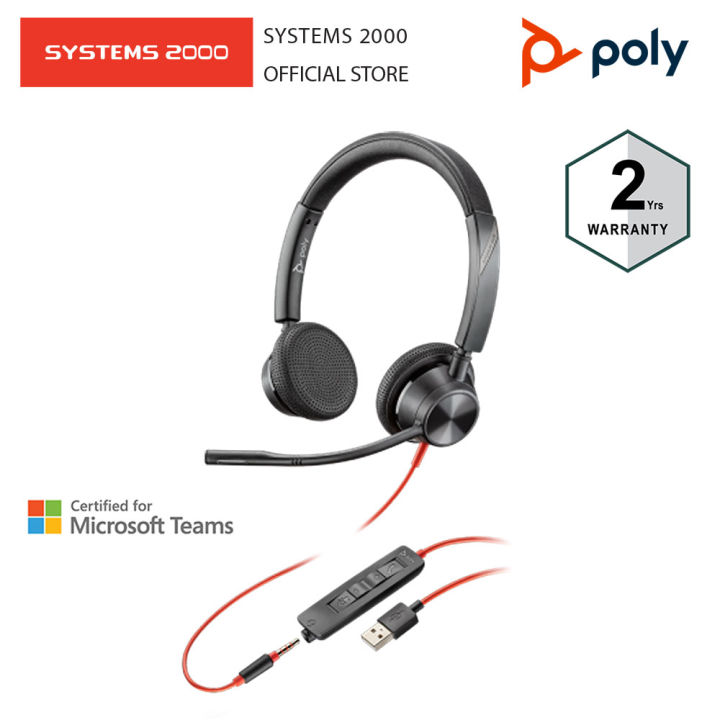 POLY BLACKWIRE 3325,BW3325 USB-A STEREO USB HEADSET WITH 3.5 MM ...
