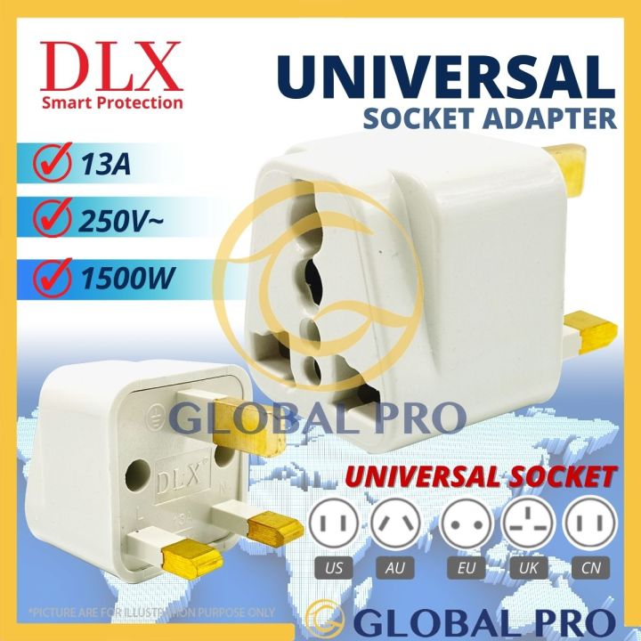 DLX 3 Pin Multi Universal Travel Adaptor for Malaysia Extension Plug ...
